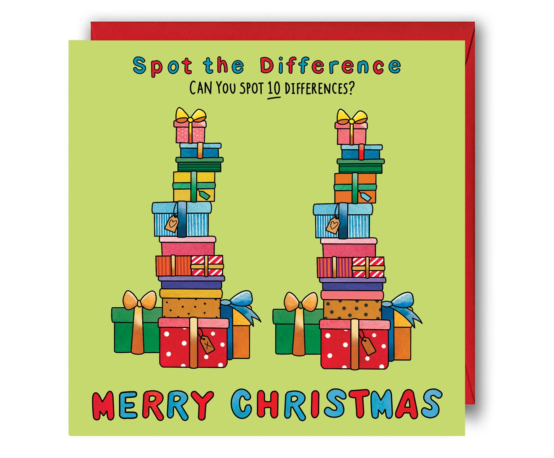Kids Christmas Card, Spot the Difference Puzzle Card. Christmas ...