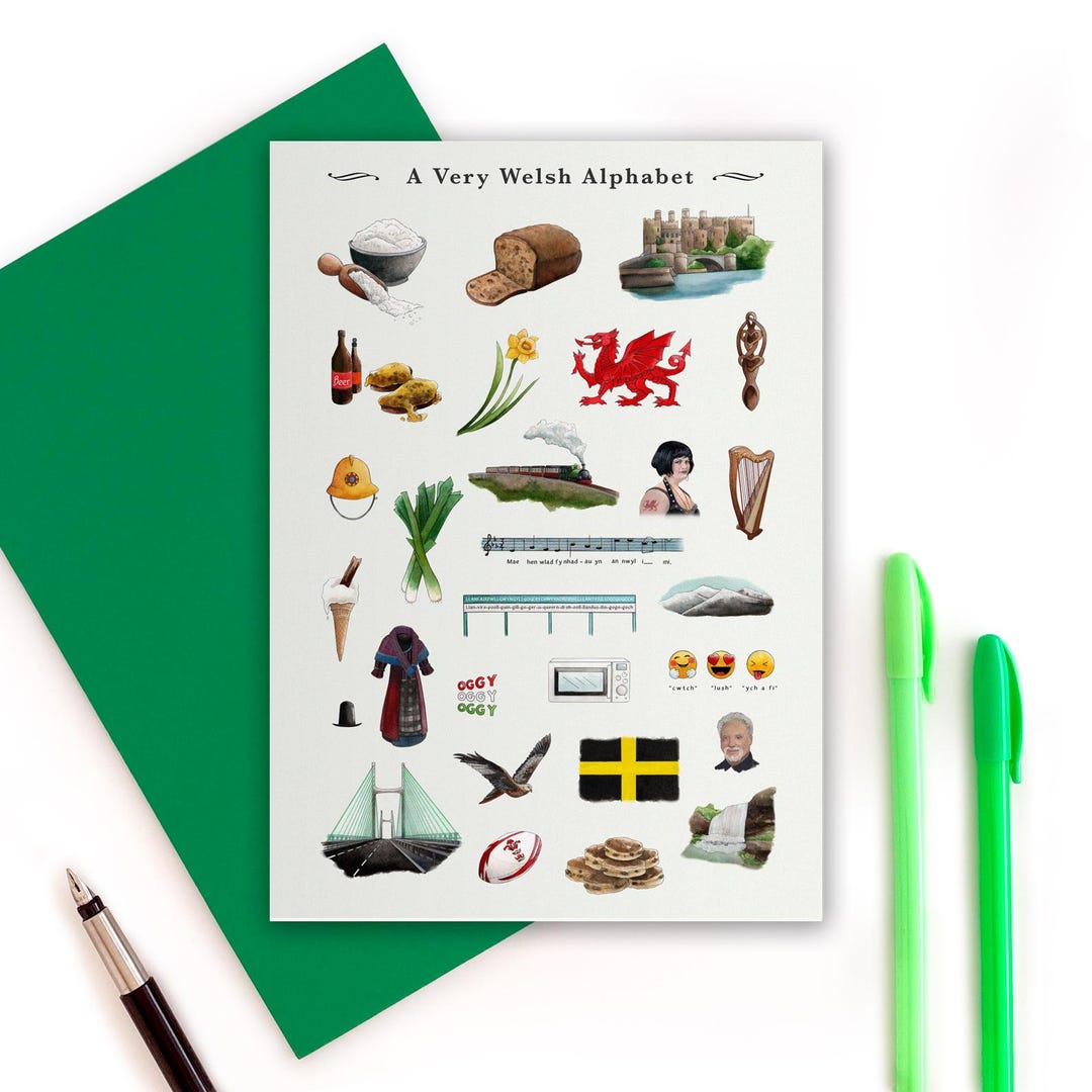 Welsh Alphabet Greeting Card - Individual / Pack of 5. Wales UK Moving ...