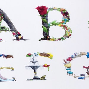 Fairy Tale Alphabet Learning Chart. New Baby Gift, Christening Gift or ...