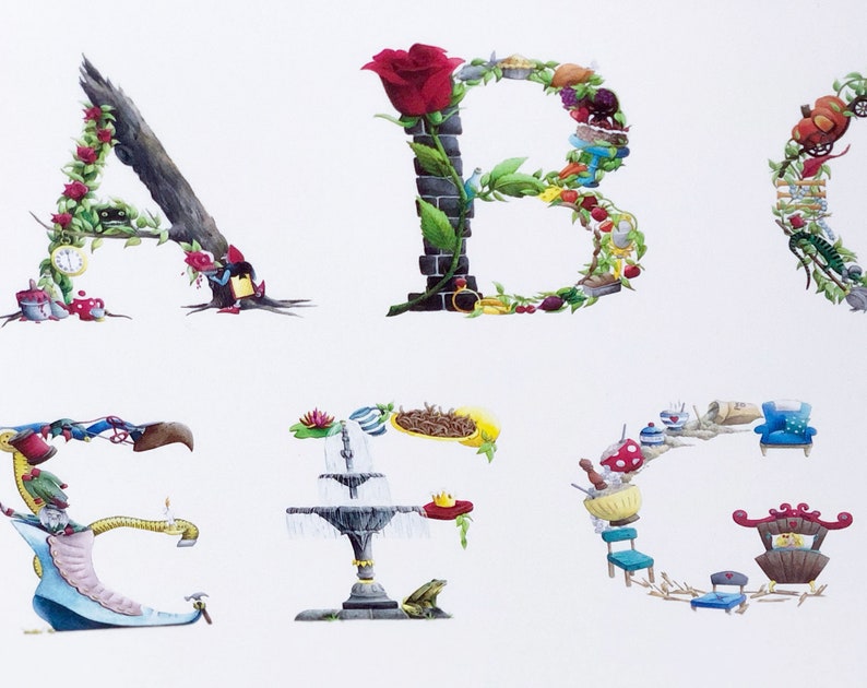 Fairy Tale Alphabet Learning Chart. New Baby Gift, Christening Gift or ...
