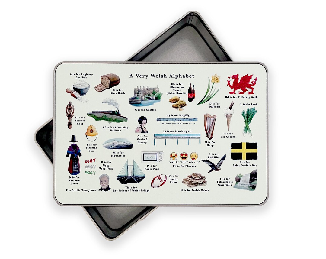 Welsh Alphabet Metal Storage Tin. Welsh Gift for Men or Welsh Birthday ...
