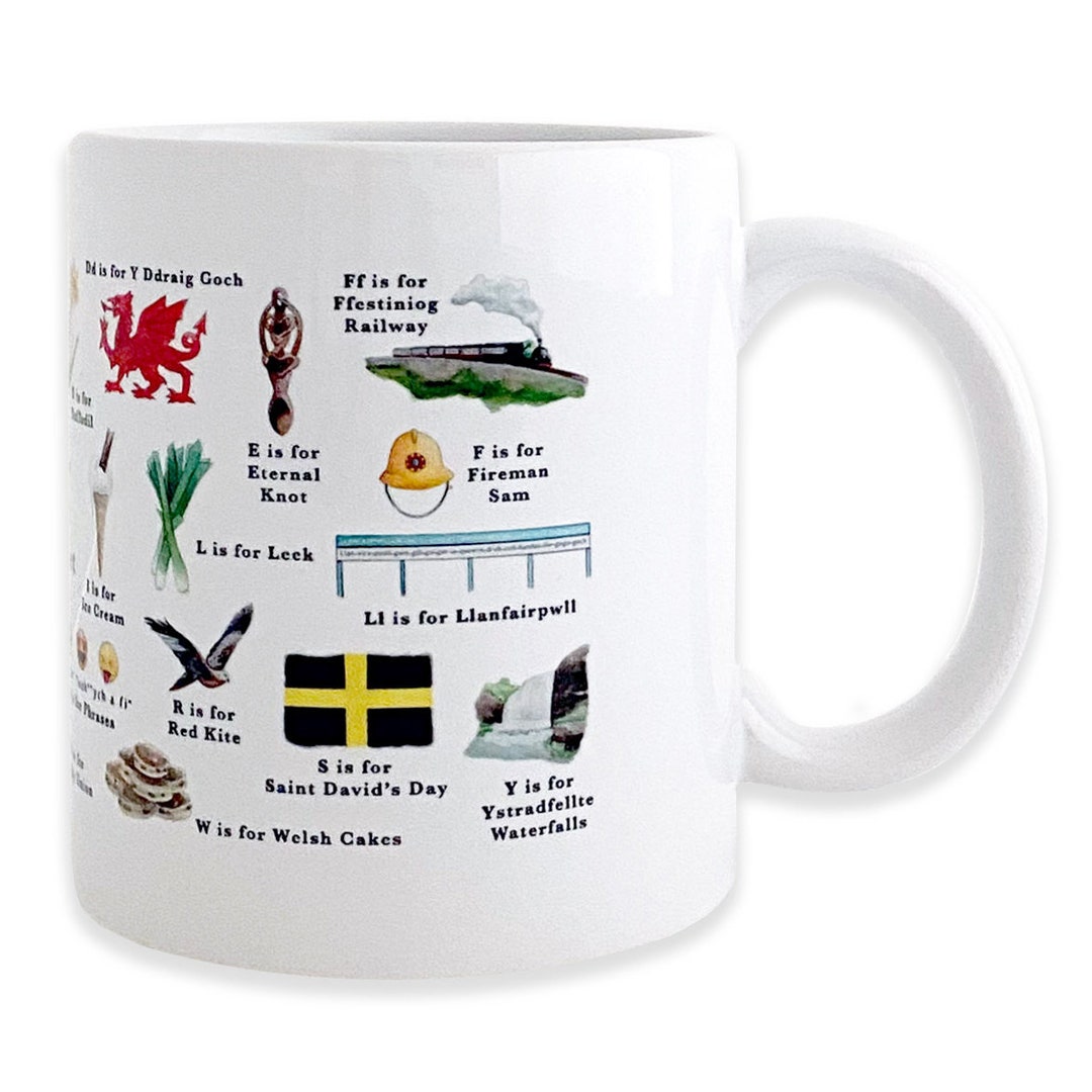 Welsh Alphabet Ceramic Welsh Mug. Wales Mug, Welsh Gifts for Men ...