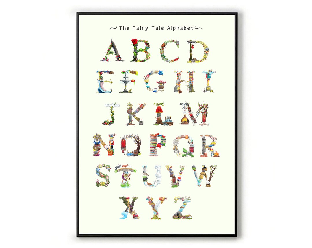 Fairy Tale Alphabet Learning Chart. New Baby Gift, Christening Gift or ...