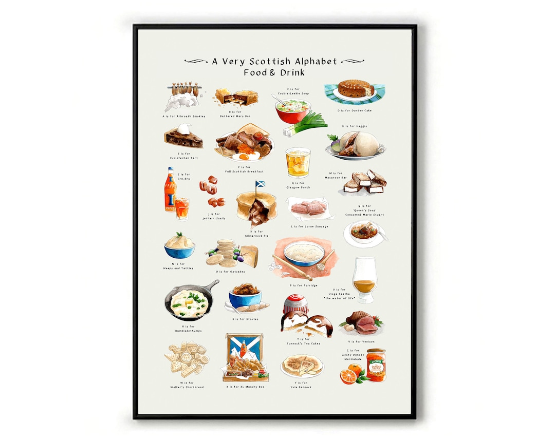 Scottish Alphabet 'food & Drink' Art Print. Scotland Art, Scottish New ...