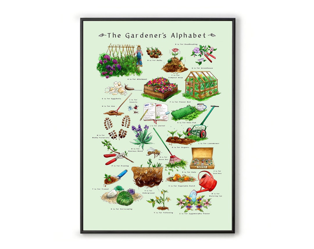 The Gardener's Alphabet Print. Garden Wall Art. Gardening Gifts for ...
