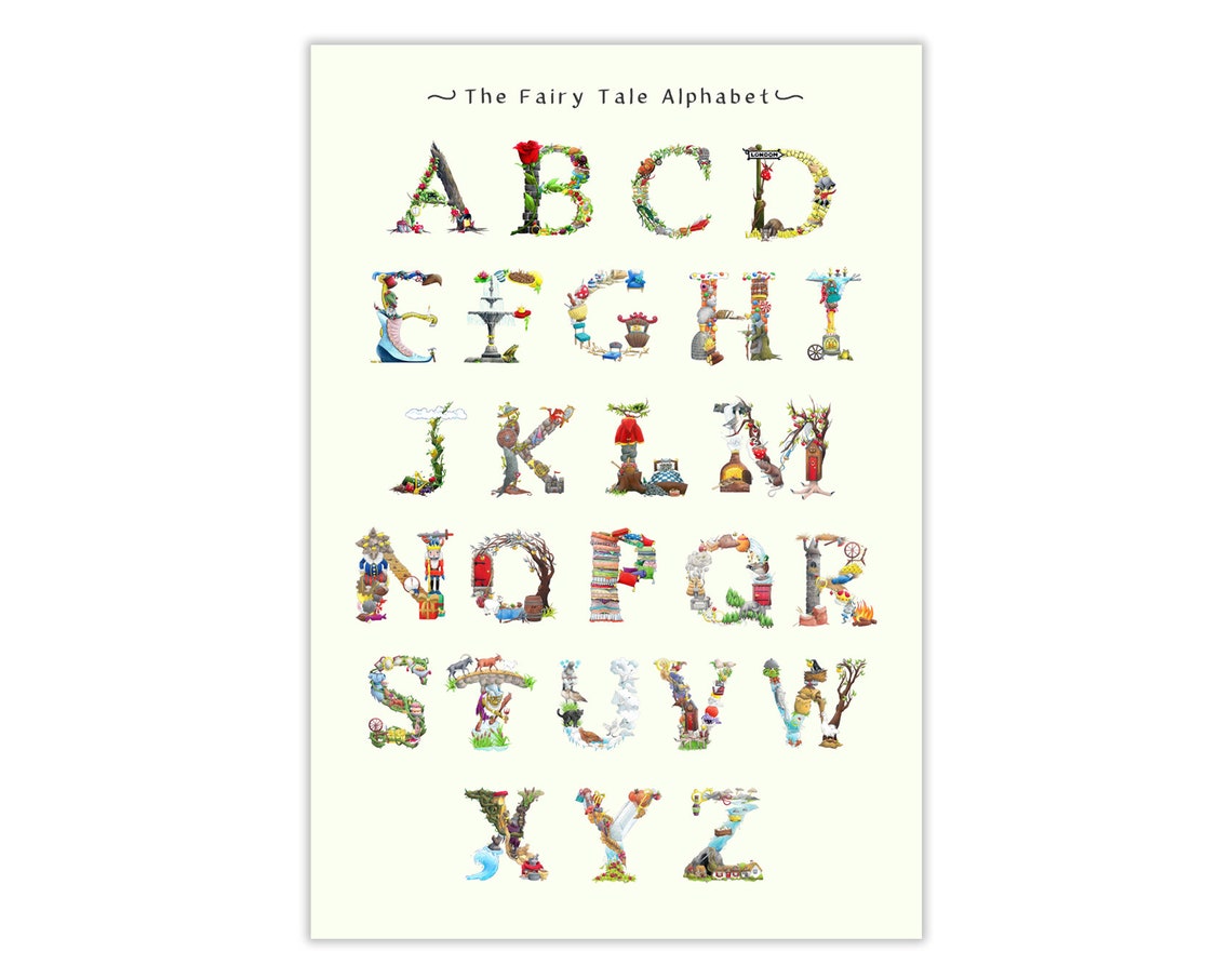 Fairy Tale Alphabet Learning Chart. New Baby Gift Christening - Etsy UK