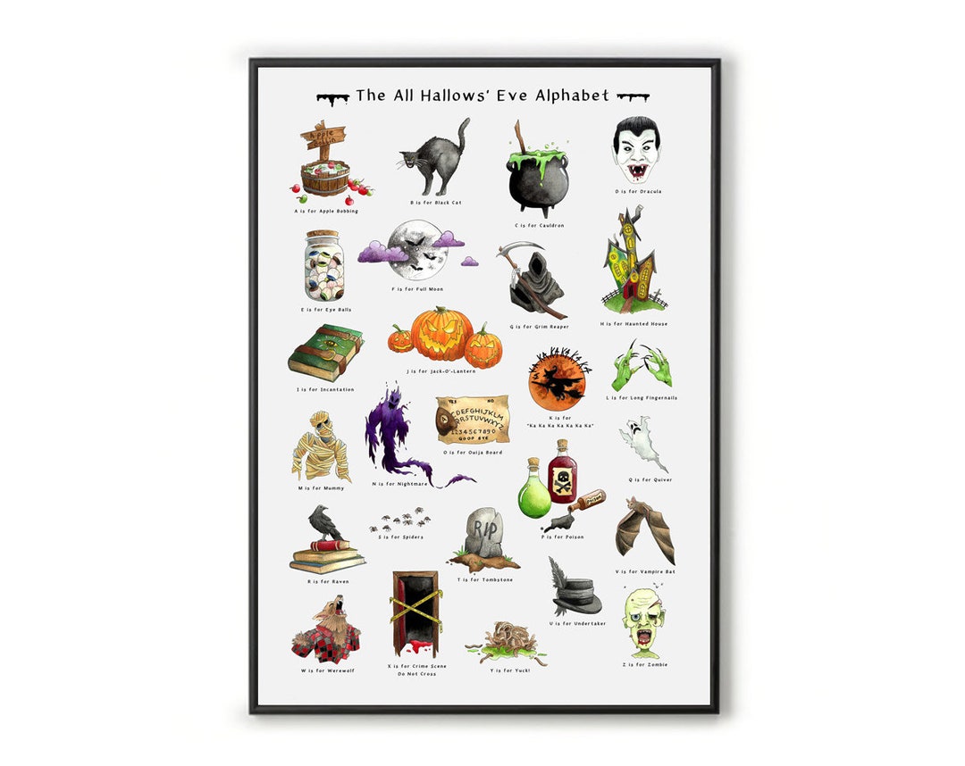 Halloween Alphabet Print. Halloween Decorations or Halloween Gift Idea ...