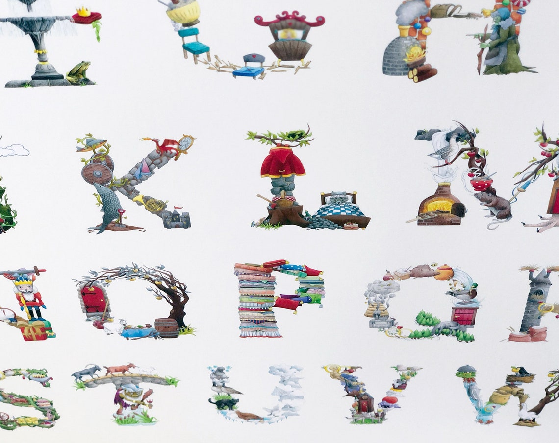 Fairy Tale Alphabet Learning Chart. New Baby Gift Christening - Etsy UK