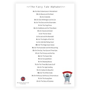 Fairy Tale Alphabet Learning Chart. New Baby Gift, Christening Gift or ...