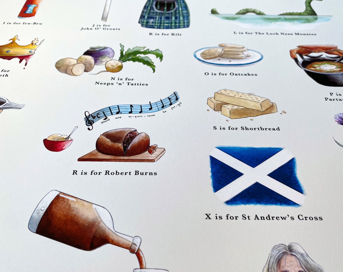 A Very Scottish Alphabet Signed Art Print. Scotland Art - Etsy