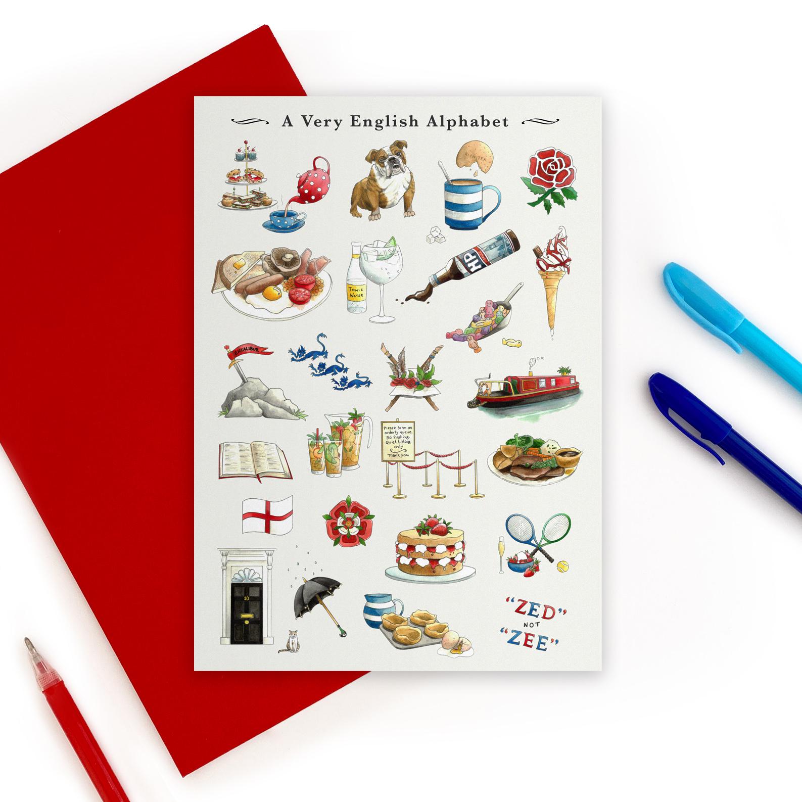 English Alphabet Greeting Card. English Teacher Card, England Card UK ...