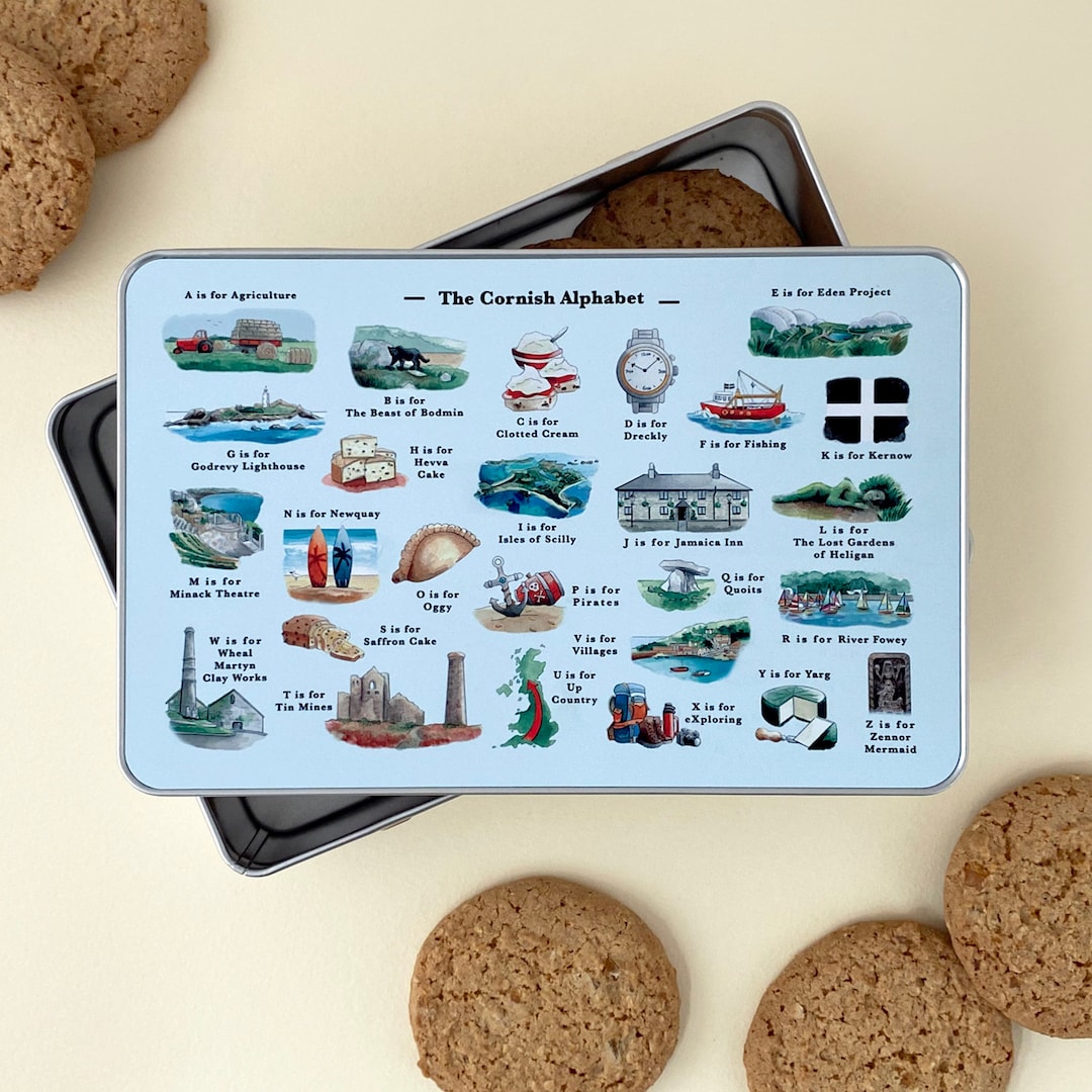 Cornish Alphabet Metal Storage Tin. Cornish Gifts Tin. Cornwall Gifts ...