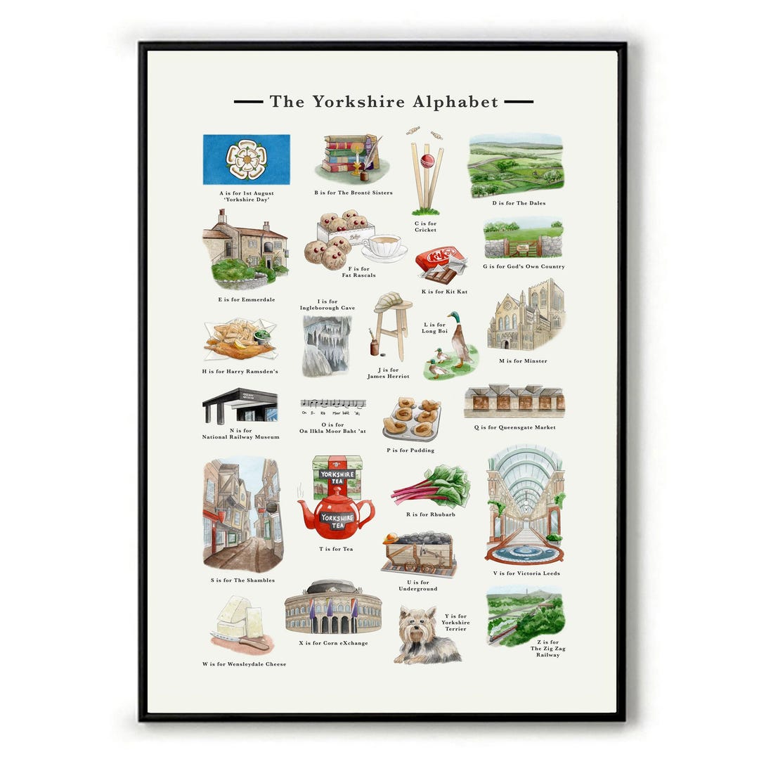 Yorkshire Alphabet Print. Yorkshire New Home Gift or Teacher Gift ...