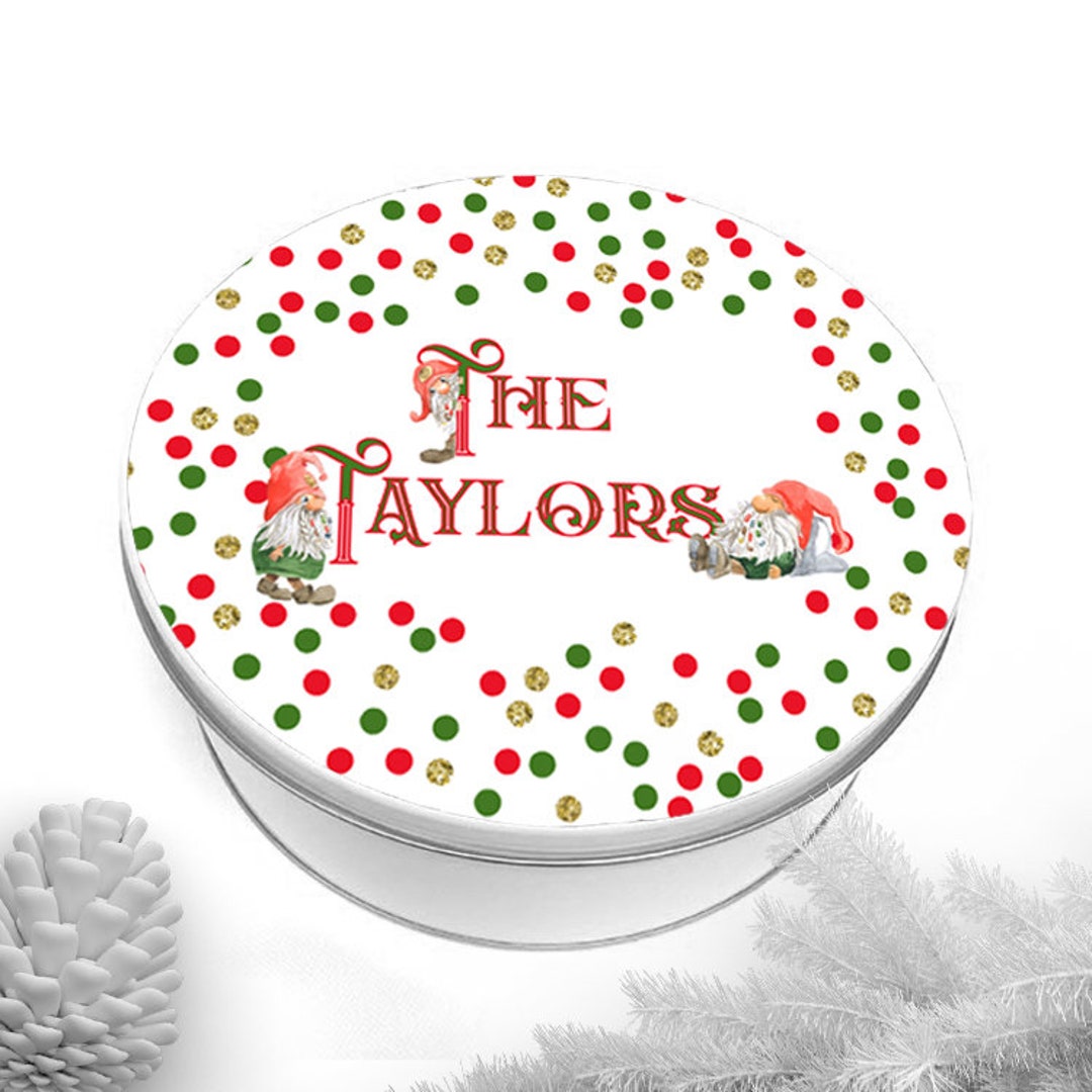 Personalized Christmas Gnomes Cookie Tin - Custom Baking Gift - Etsy