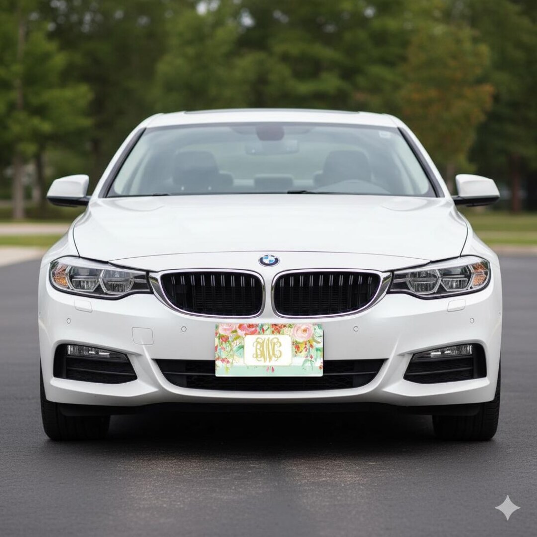 Monogrammed License Plate: Preppy Pink Floral Car Tag - Etsy