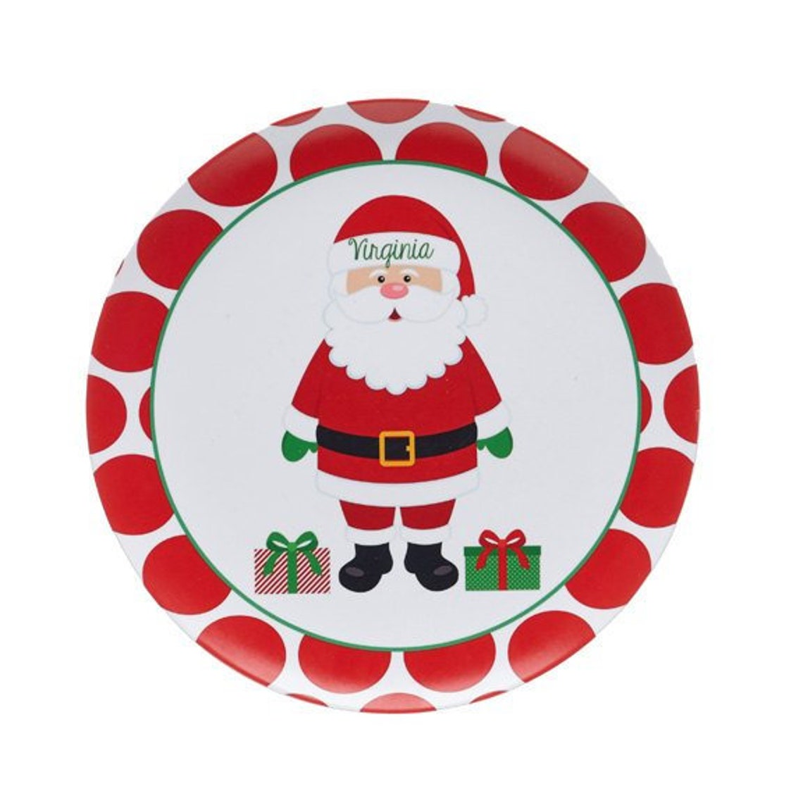 Santa Plate Personalized Custom Melamine Plate Santa - Etsy