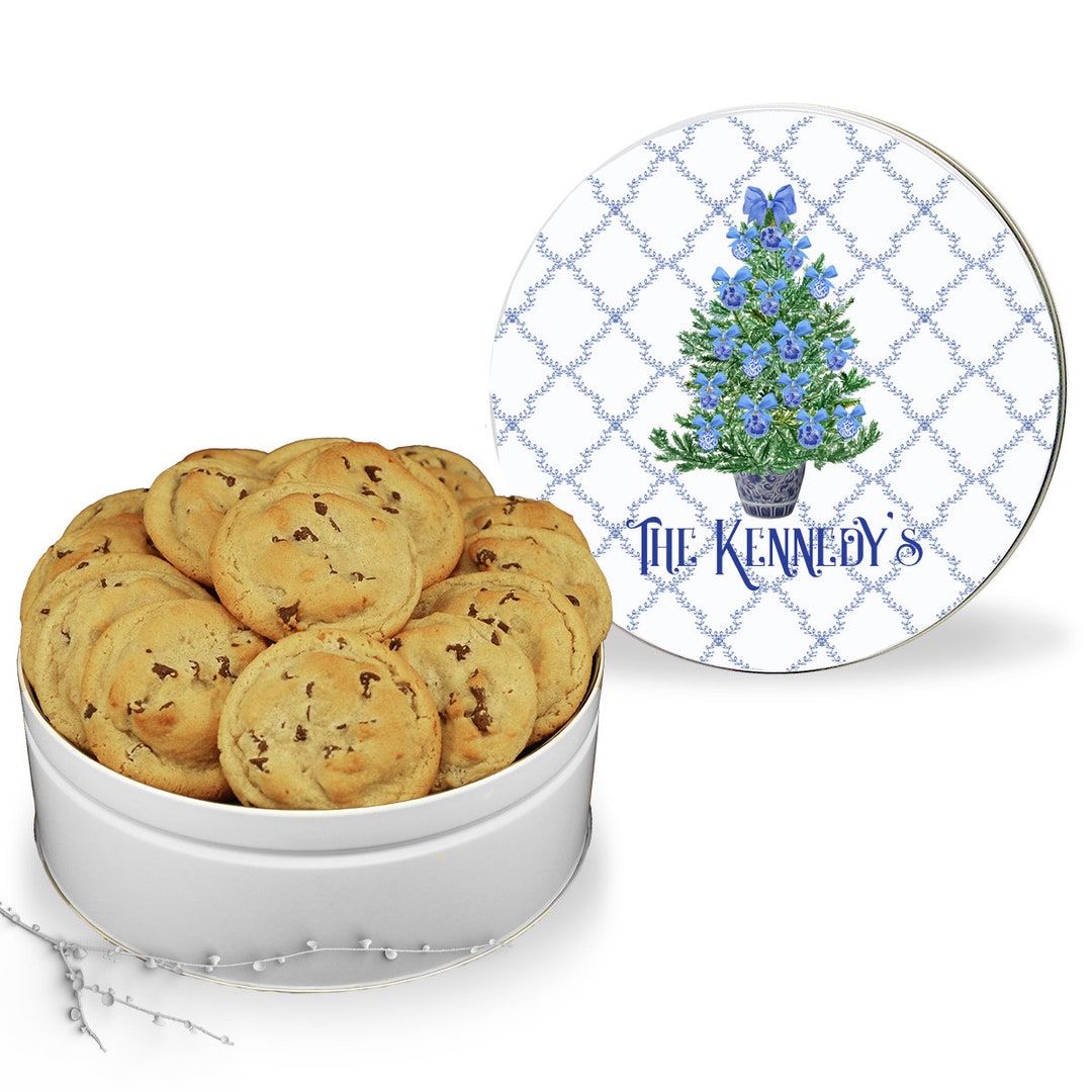 Blue Chinoiserie Tree Cookie Tin - Blue Christmas Cookie Tin ...