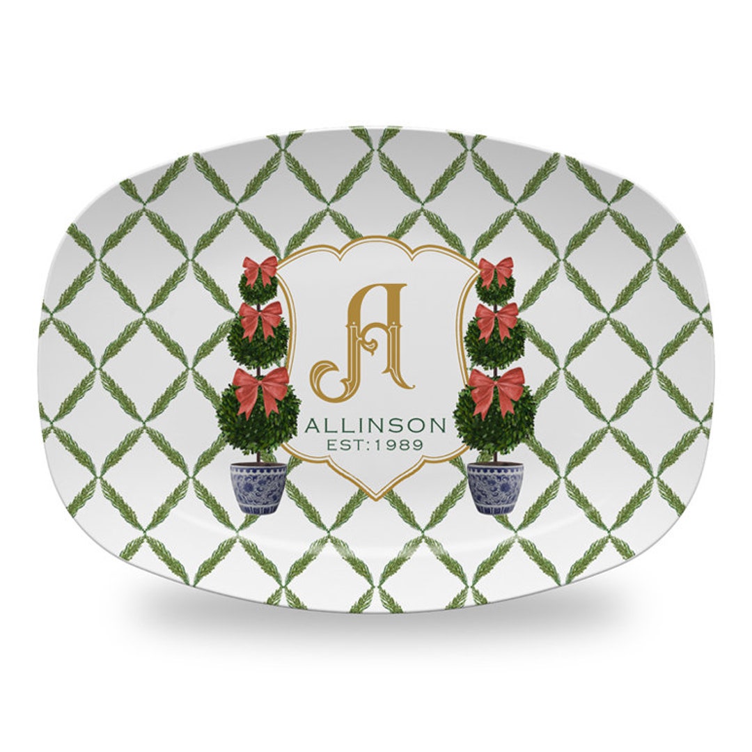 Topiary Tree Platter Personalized - Christmas Cookie Tray - Custom ...