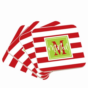 Personalize Your Own Christmas Coasters Red or Green Stripes ...