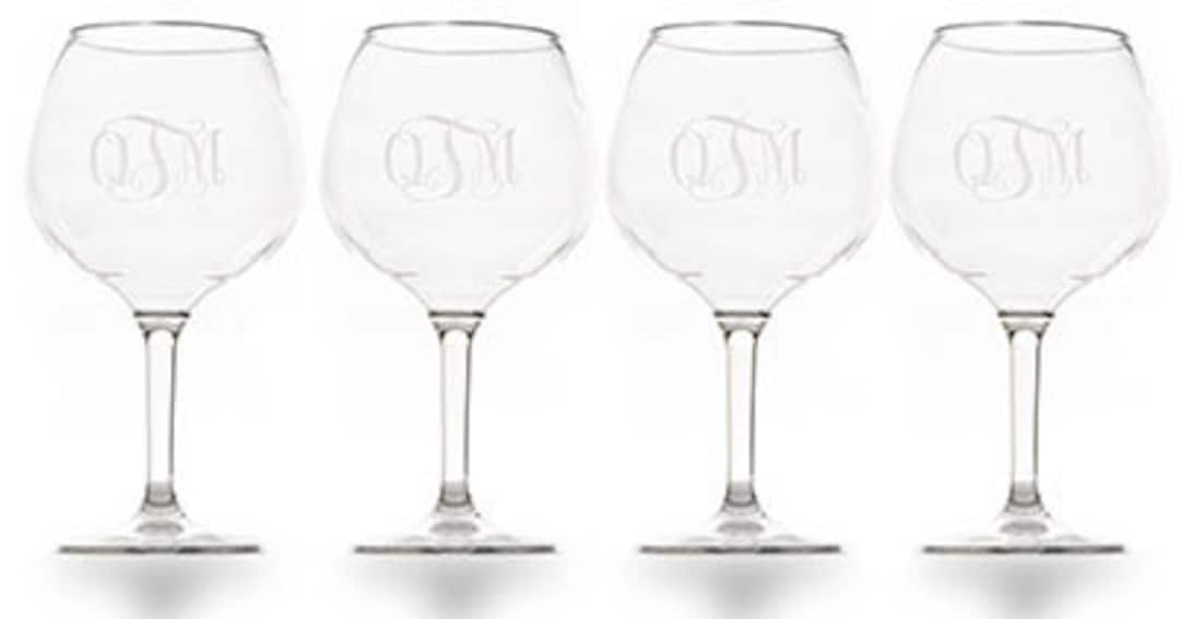 Personalized Acrylic Wine Glass Set - Monogram Red Wine Goblets ...