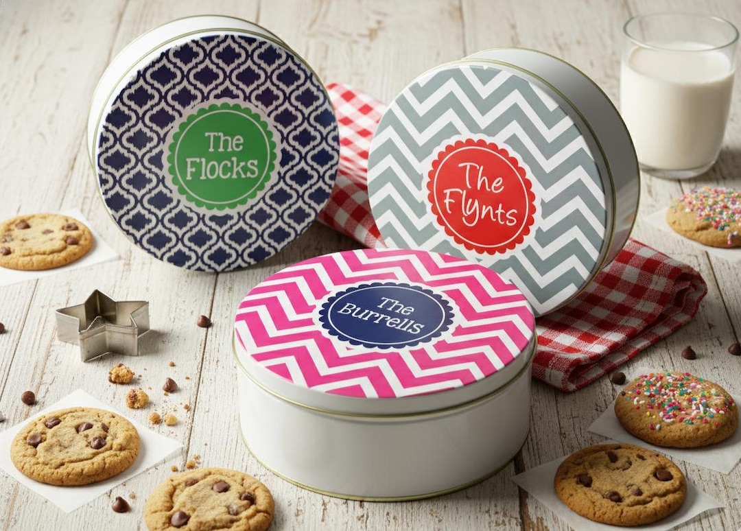 Personalized Cookie Tin - Custom Printed Biscuit Container - Etsy