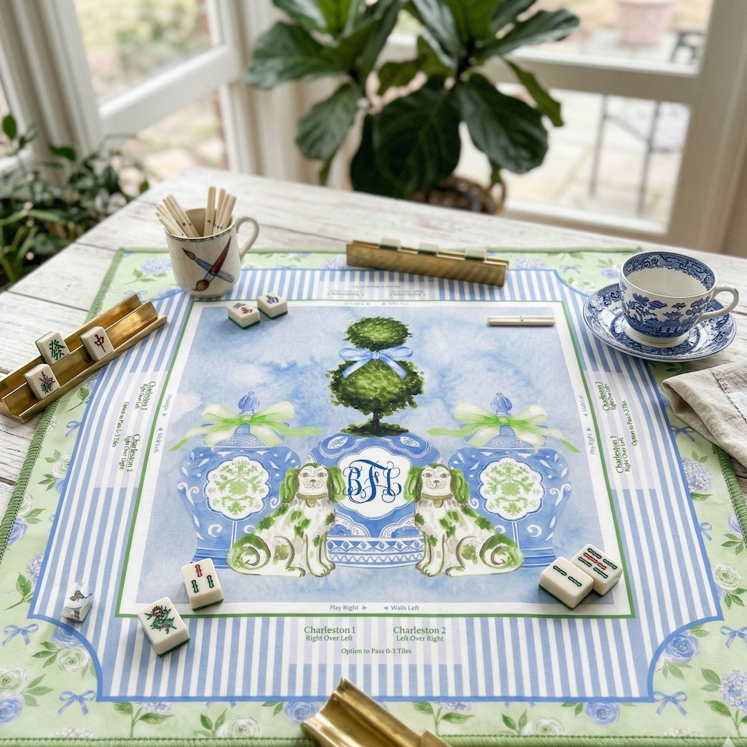 Staffordshire Dog Mahjong Mat - Custom Mat With Rules - Personalized ...