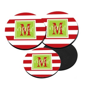 Personalize Your Own Christmas Coasters Red or Green Stripes ...