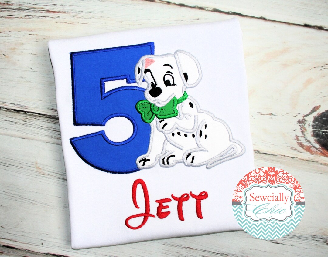 101 Dalmations Birthday Shirt, 101 Dalmations Applique Shirt, 101 ...