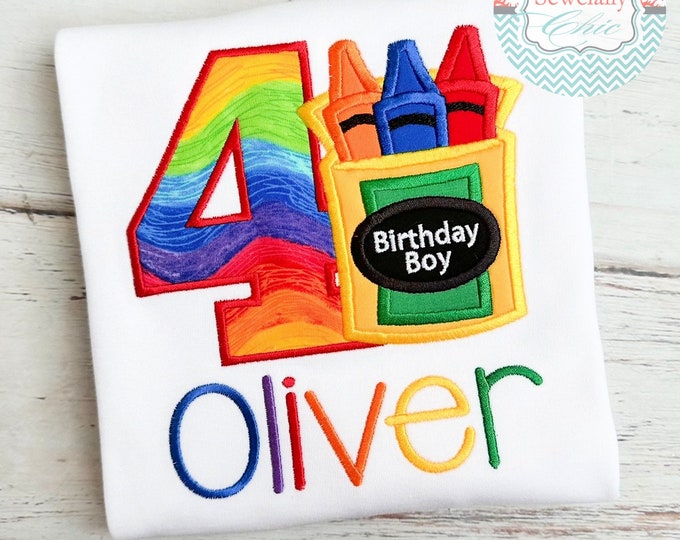 Crayon Birthday, Art Birthday Shirt, Art Party Shirt, Crayola, Rainbow ...