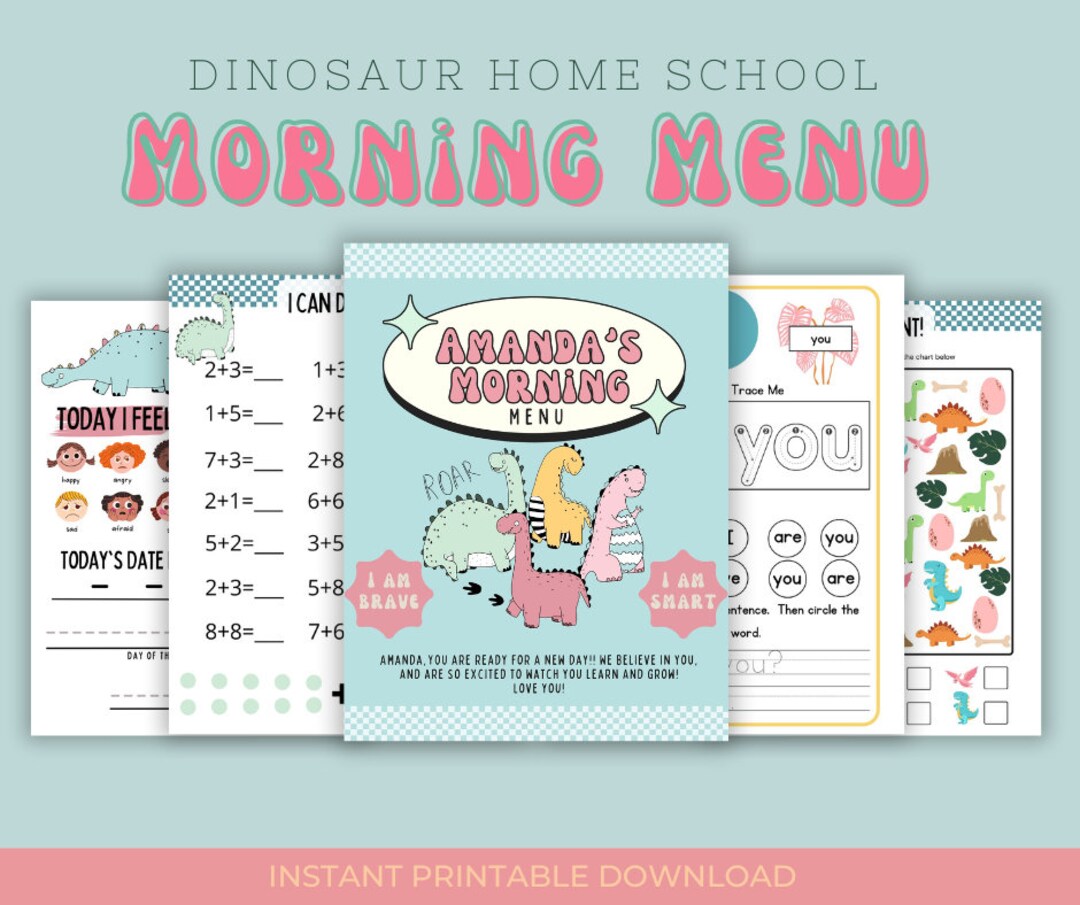 Dinosaur Morning Menu Homeschool Printables Worksheets: Homeschool ...