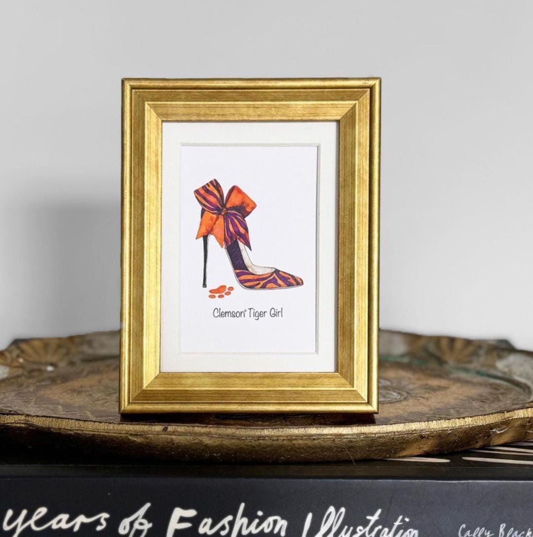 Clemson Fashion Art Print, Tiger Grad Gift, Mini Framed College Dorm ...