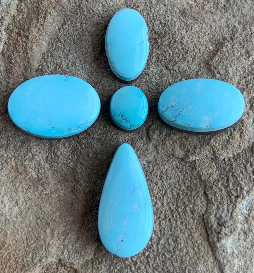 Gorgeous Blue Natural Morenci Group of Five Turquoise Cabochons - Etsy