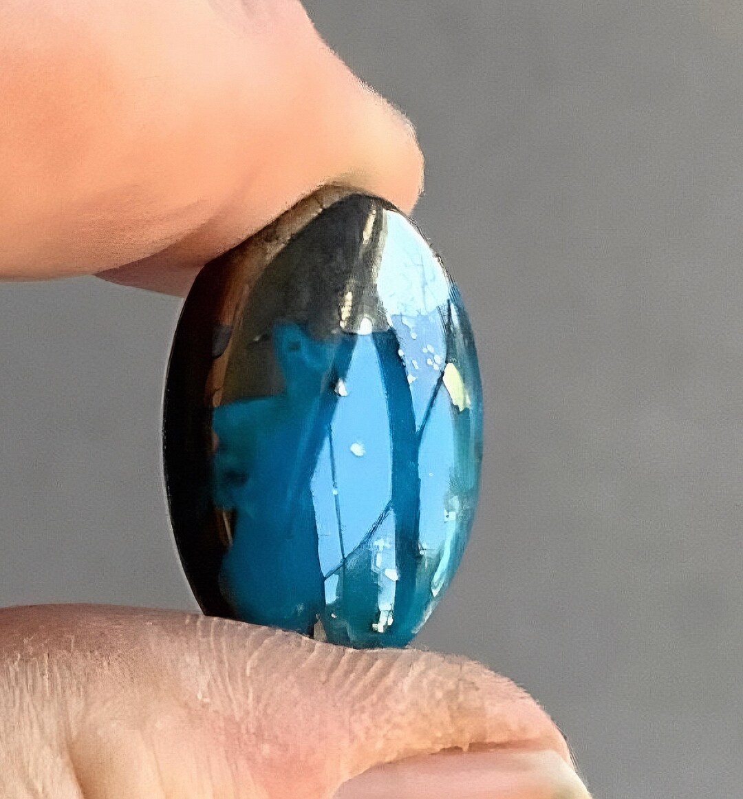 High Grade Blue Ithaca Peak Turquoise Oval Cabochon With Pyrite #121 - Etsy