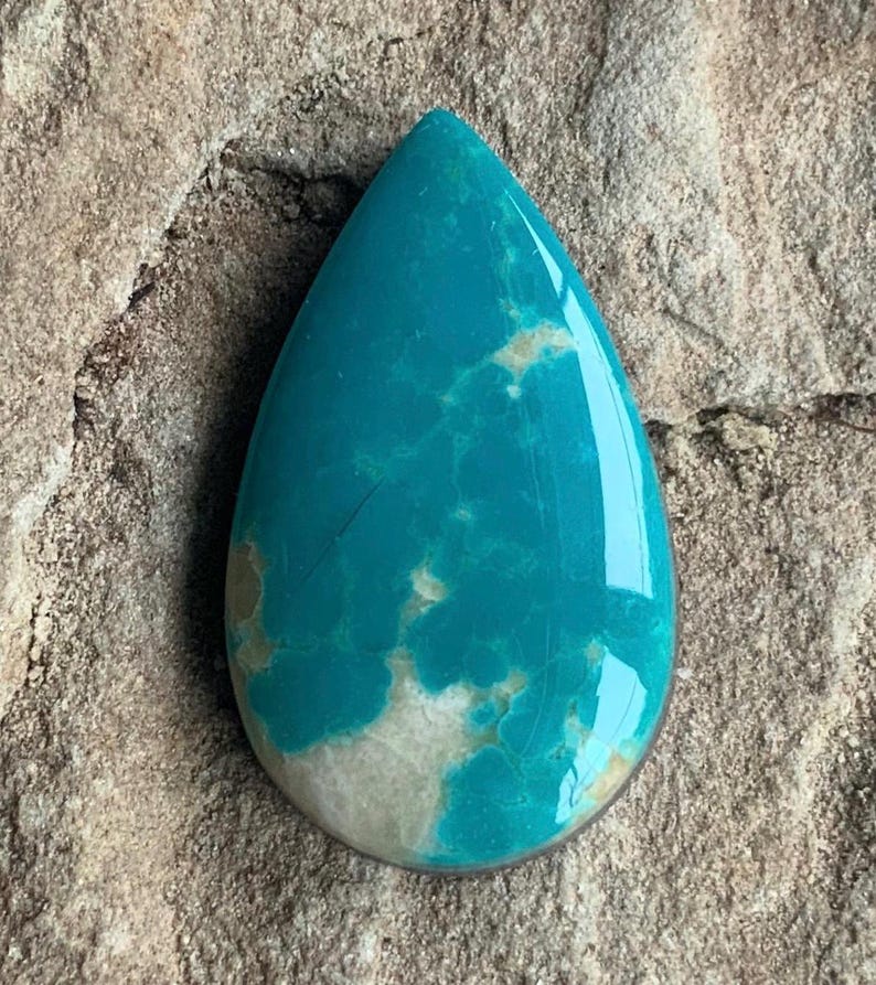 Fox Turquoise Teardrop Cabochon: Nevada Gemstone, 14 Carats - Etsy
