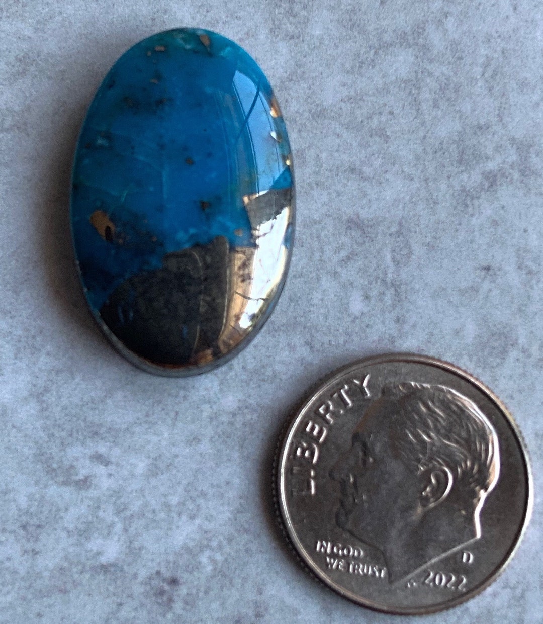 High Grade Blue Ithaca Peak Turquoise Oval Cabochon With Pyrite 111 - Etsy