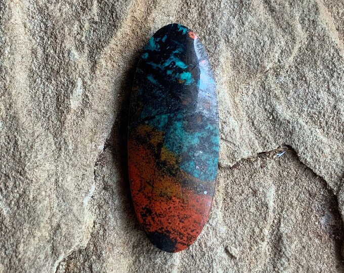 Beautiful Sonoran Sunrise Sunset Chrysocolla Cuprite Long Oval Cabochon ...