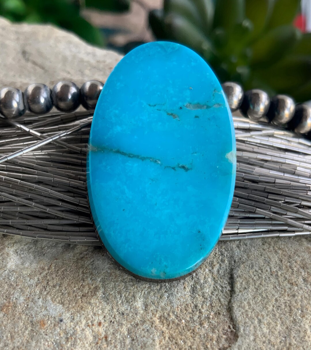 Turquoise Mountain Cabochon: Arizona Blue Turquoise, Oval Gemstone ...