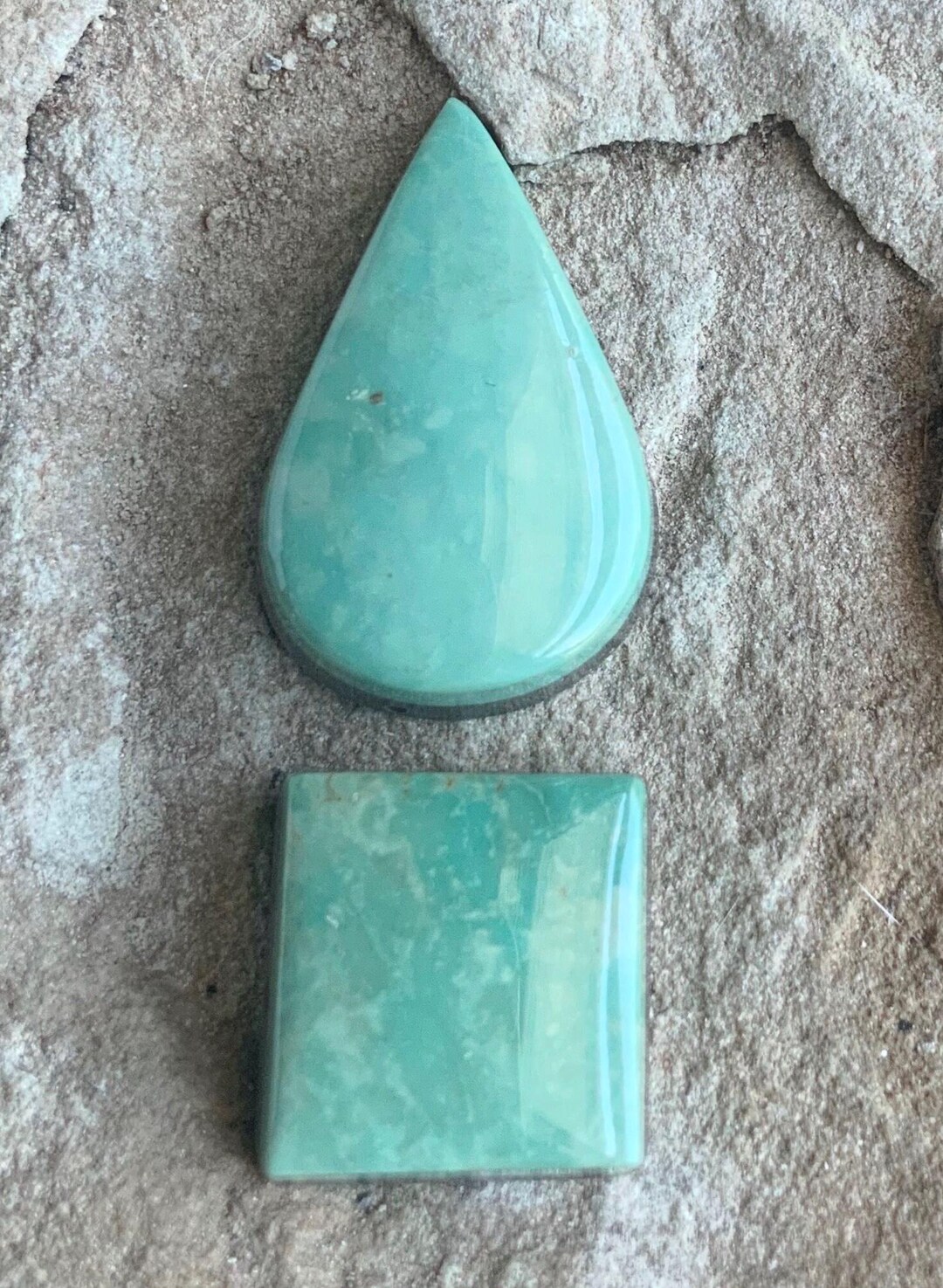 Beautiful Alacron Green Turquoise Two Cabochon Set - Etsy