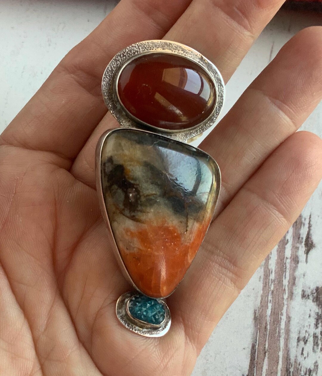 Vintage Amy Kahn Russell Convertable Pin or Pendant With Carnelian - Etsy