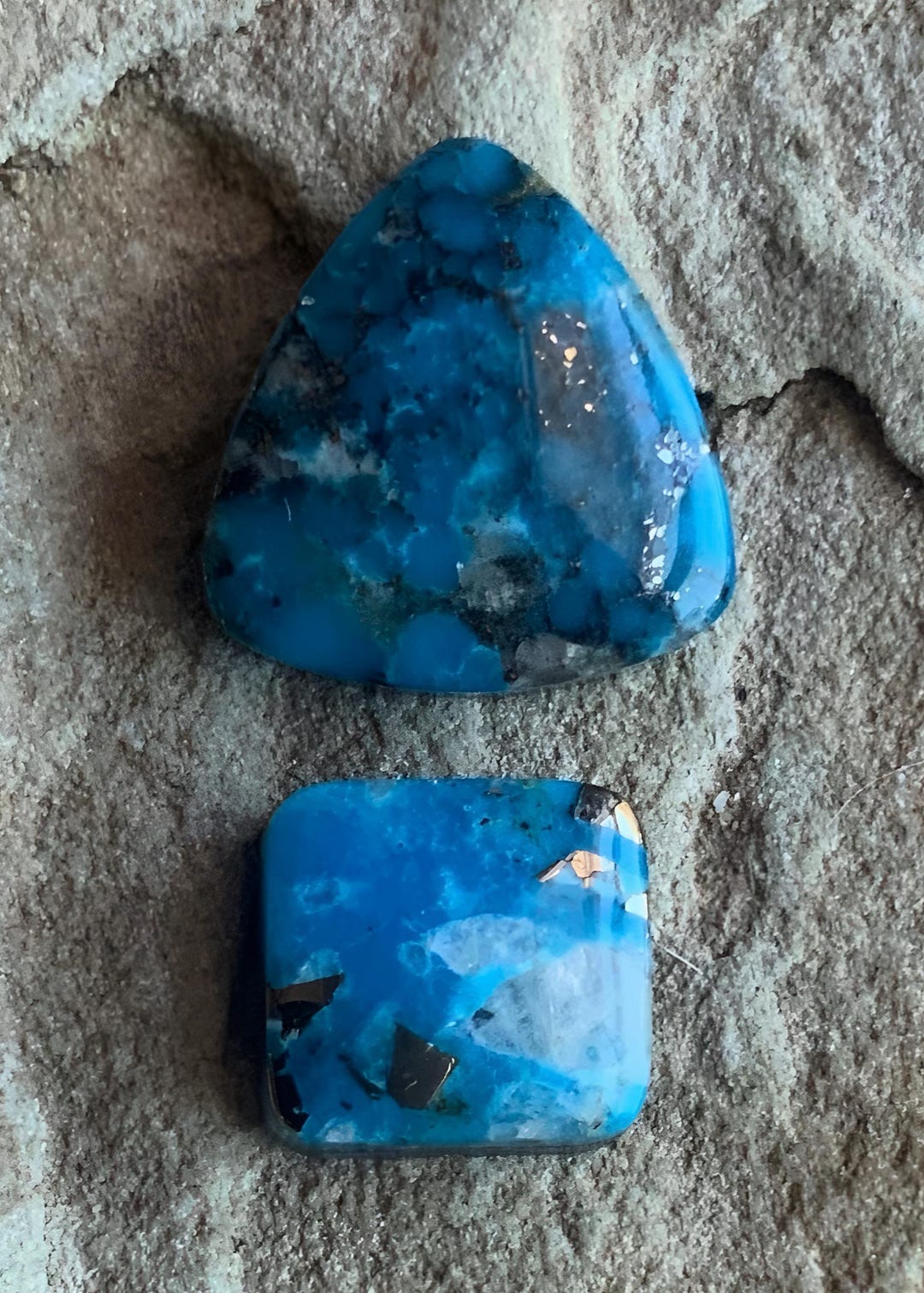 Ithaca Peak Turquoise High Grade Cabochon Set With Silver Pyrite and ...