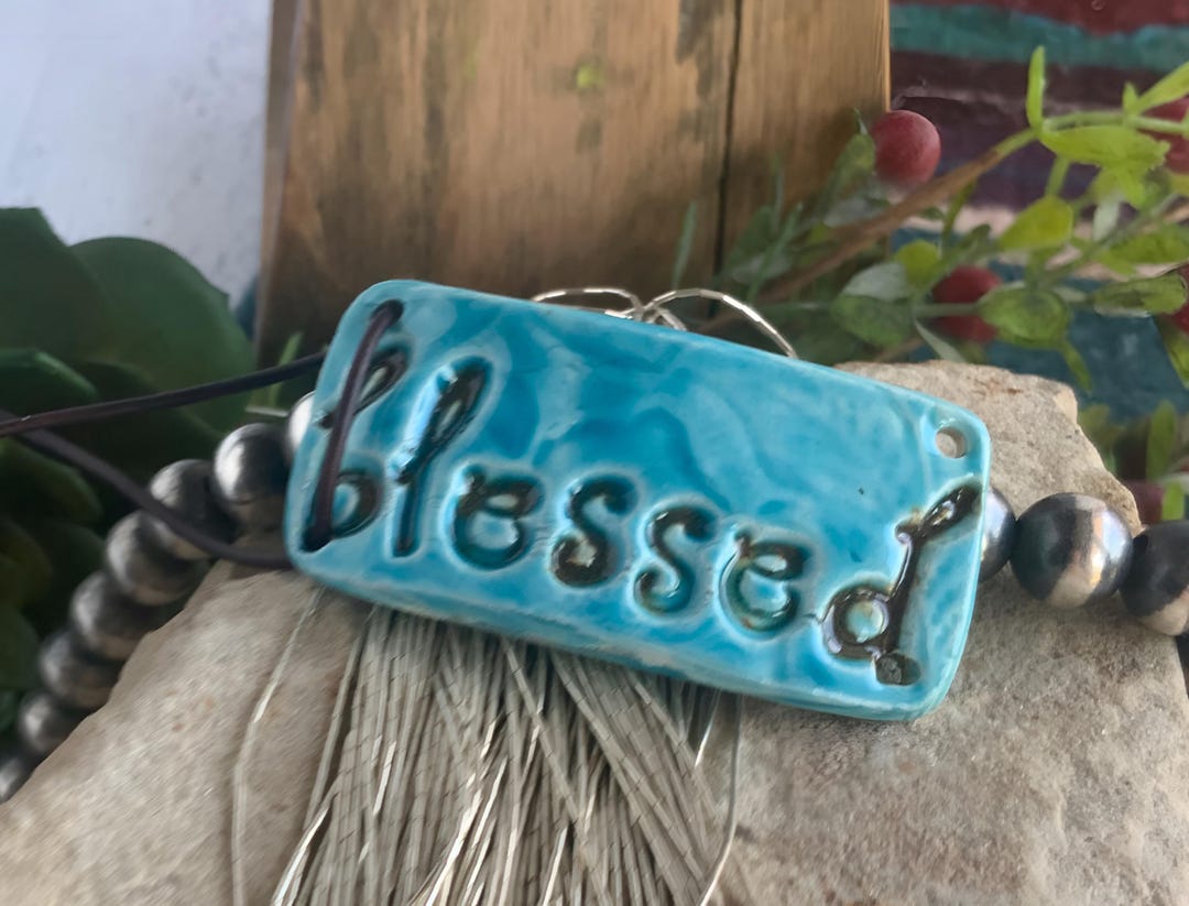 Beautiful Blue Blessed Pottery Cuff Bead - Etsy