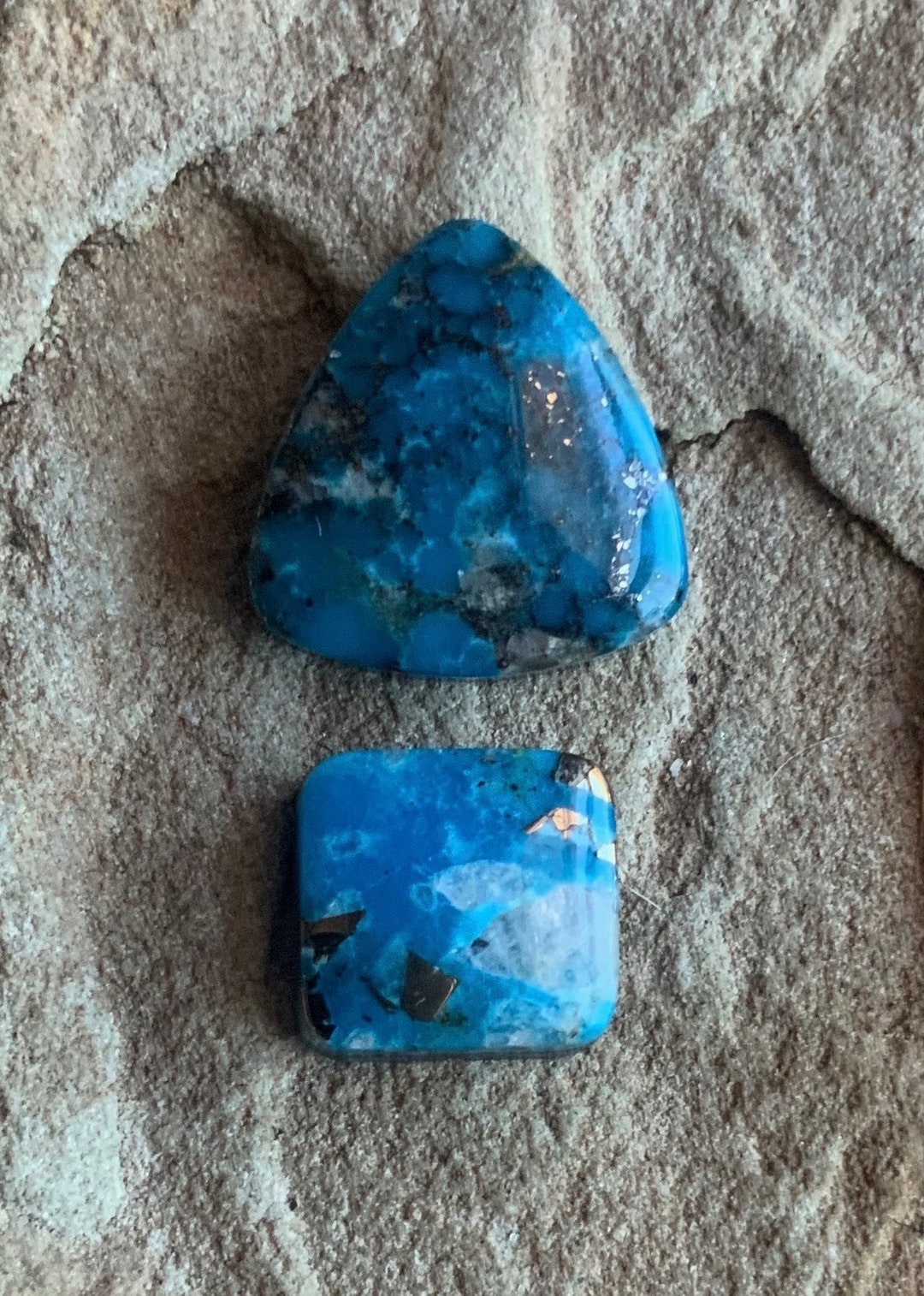 Ithaca Peak Turquoise High Grade Cabochon Set With Silver Pyrite and ...