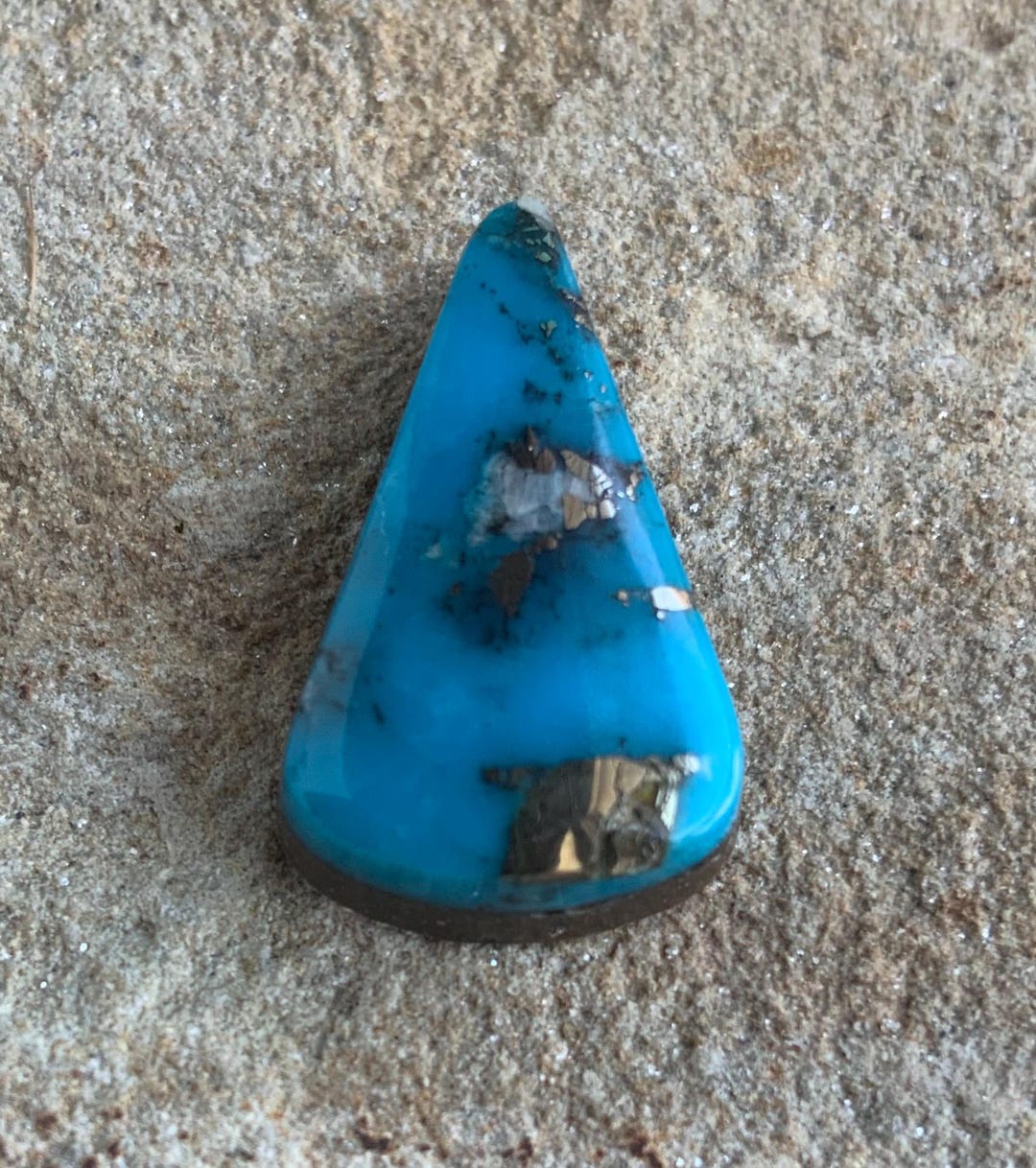 Ithaca Peak Turquoise Blue High Grade Triangle Cabochon With Pyrite and ...