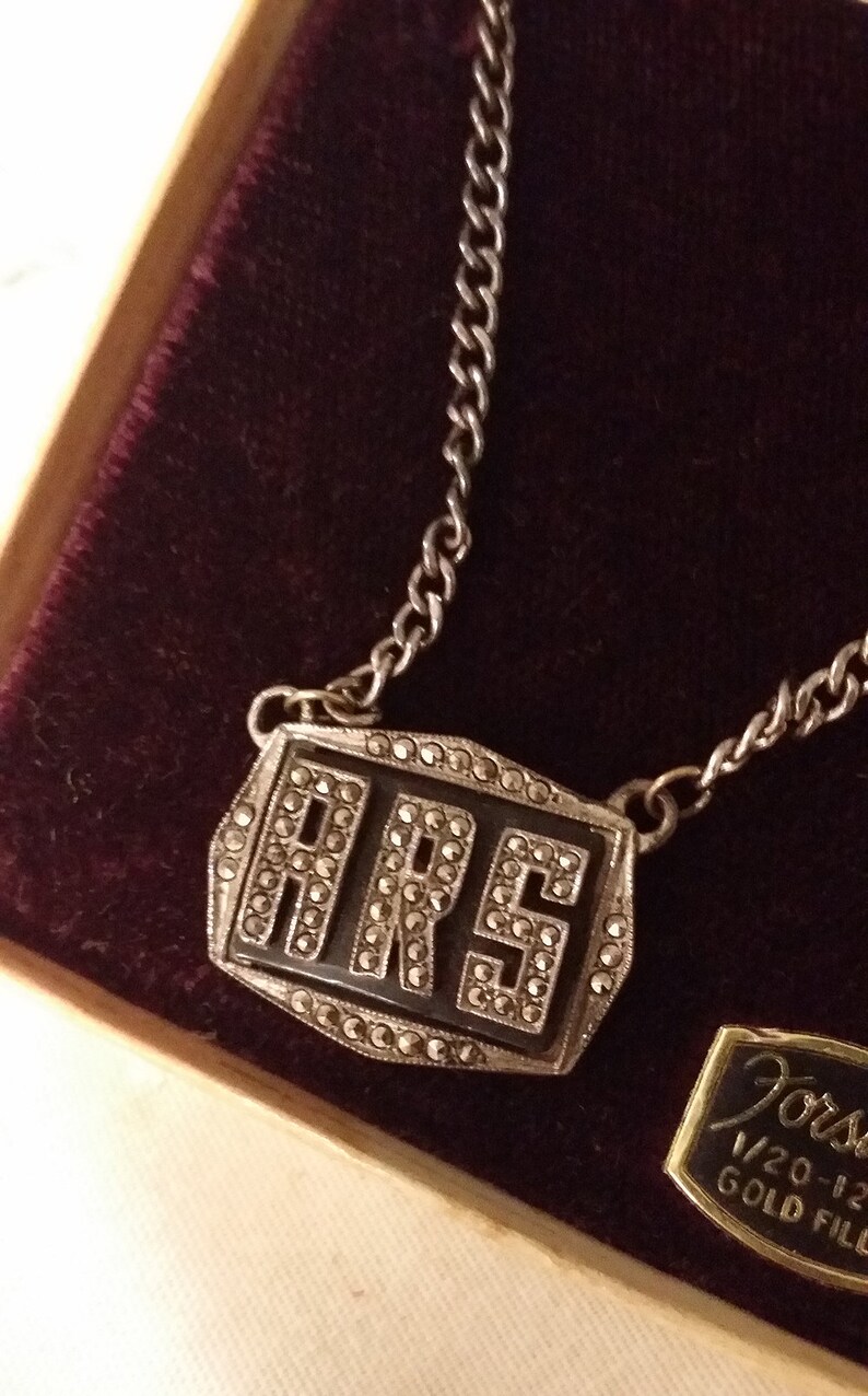 Art Deco BENKAY Marcasite Bakelite Initials ars - Etsy