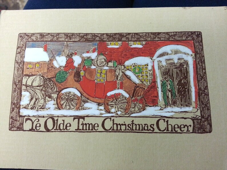 Antique Christmas Card "ye Olde Time Christmas Cheer" Hand Decorated - Etsy