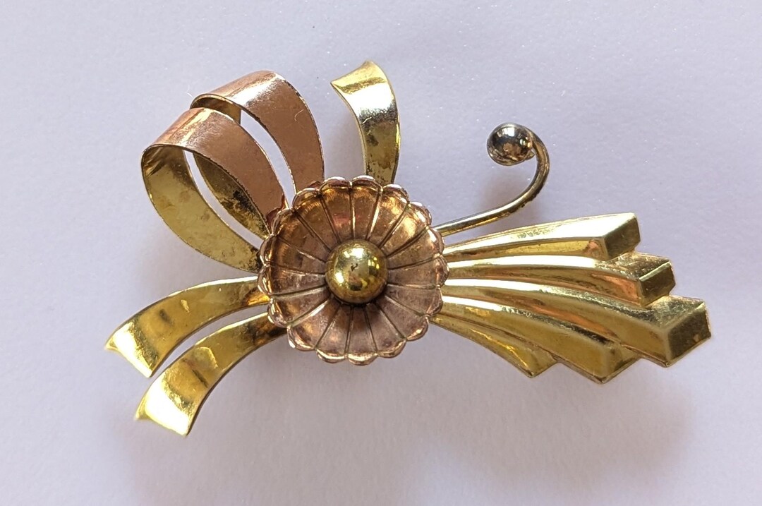 Harry Iskin 1940's Rose and Yellow 12kt Gold Filled Watch Pin Retro ...