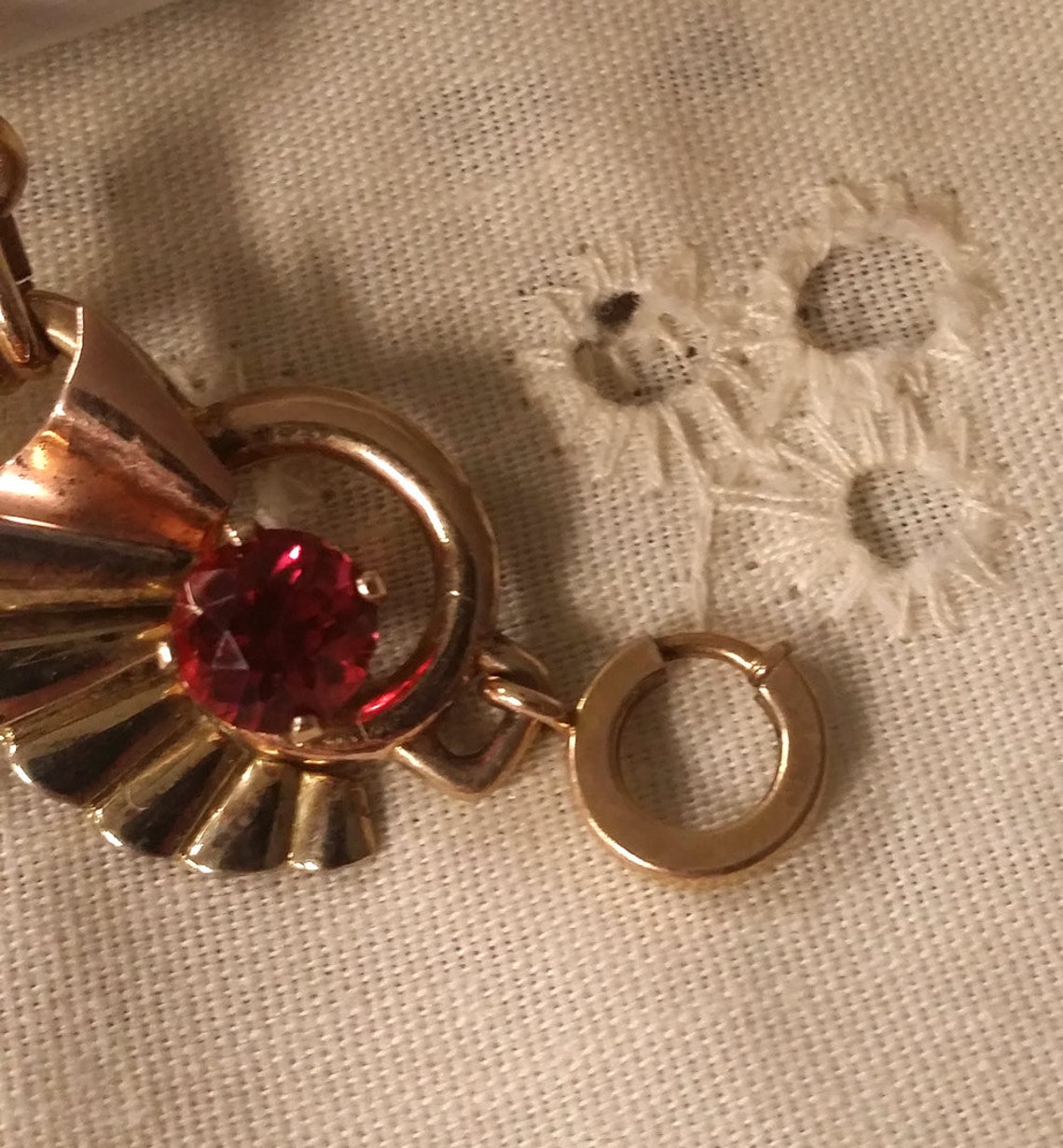 1940's Harry Iskin Stylized Retro Fuscia Stone 10kt Gf - Etsy