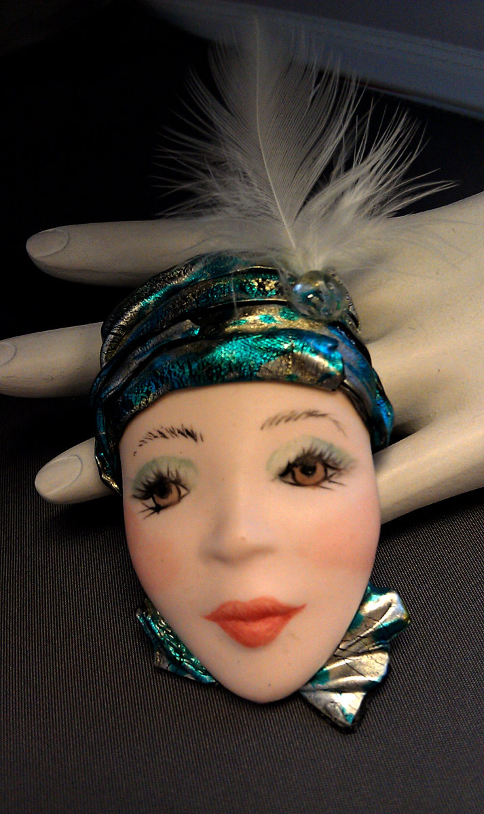 1980s Handmade Friendly Plastic Face With Hat and Feather | Etsy