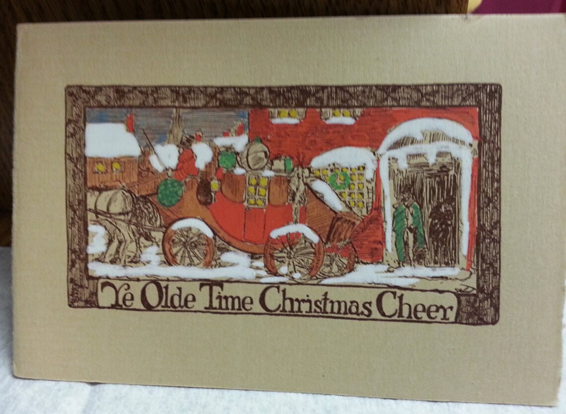 Antique Christmas Card "ye Olde Time Christmas Cheer" Hand Decorated - Etsy