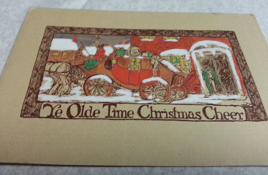 Antique Christmas Card "ye Olde Time Christmas Cheer" Hand Decorated - Etsy